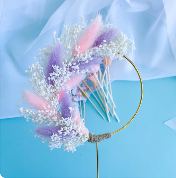 HAPPY EVERLY AFTER CO | DRIED FLORAL HOOP CAKE TOPPER | ASSORTED ...